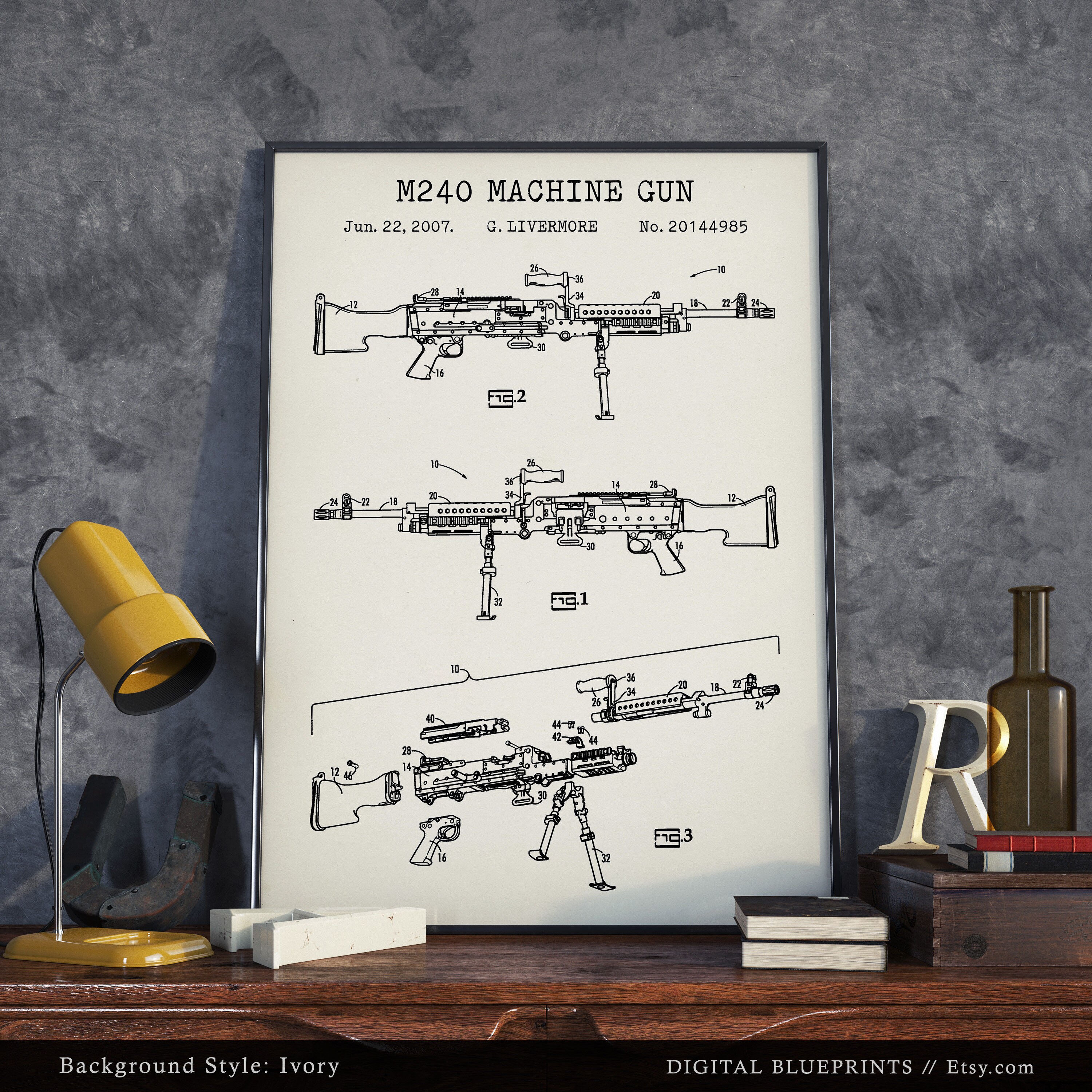 M240 Machine Gun Patent Print Machine Gun Blueprint Gift for - Etsy ...