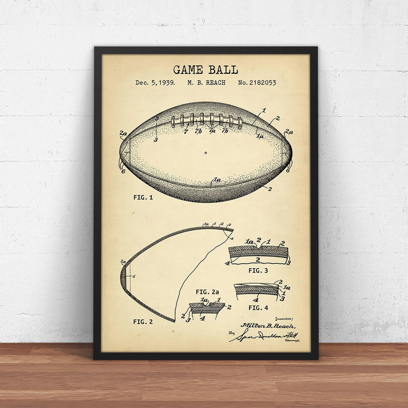 Football Game Ball Design Patent Print Football Poster Print - Etsy