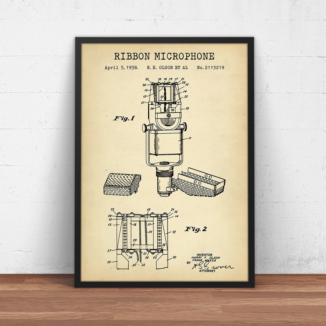 Microphone Patent Print Ribbon Microphone Blueprint Art - Etsy