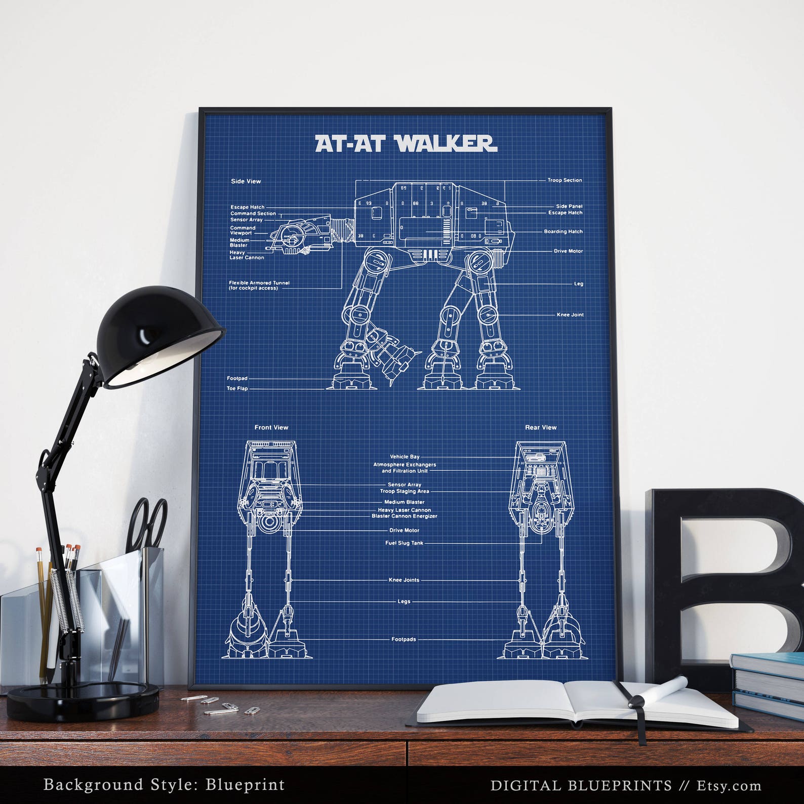 AT AT Walker Wall Art, Star Wars Poster Print, Blueprint Art, Gifts ...