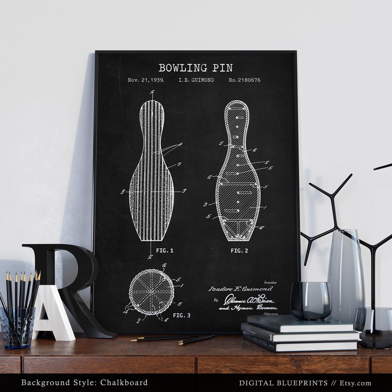 Bowling Pin Blueprint Bowling Patent Prints Bowling Player - Etsy