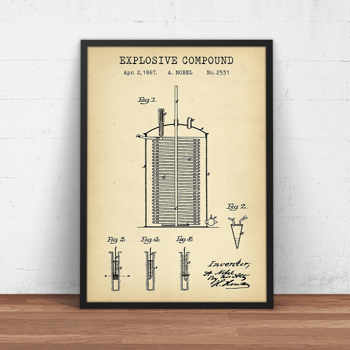 Dynamite Patent Print Alfred Nobel Blueprint Explosives - Etsy