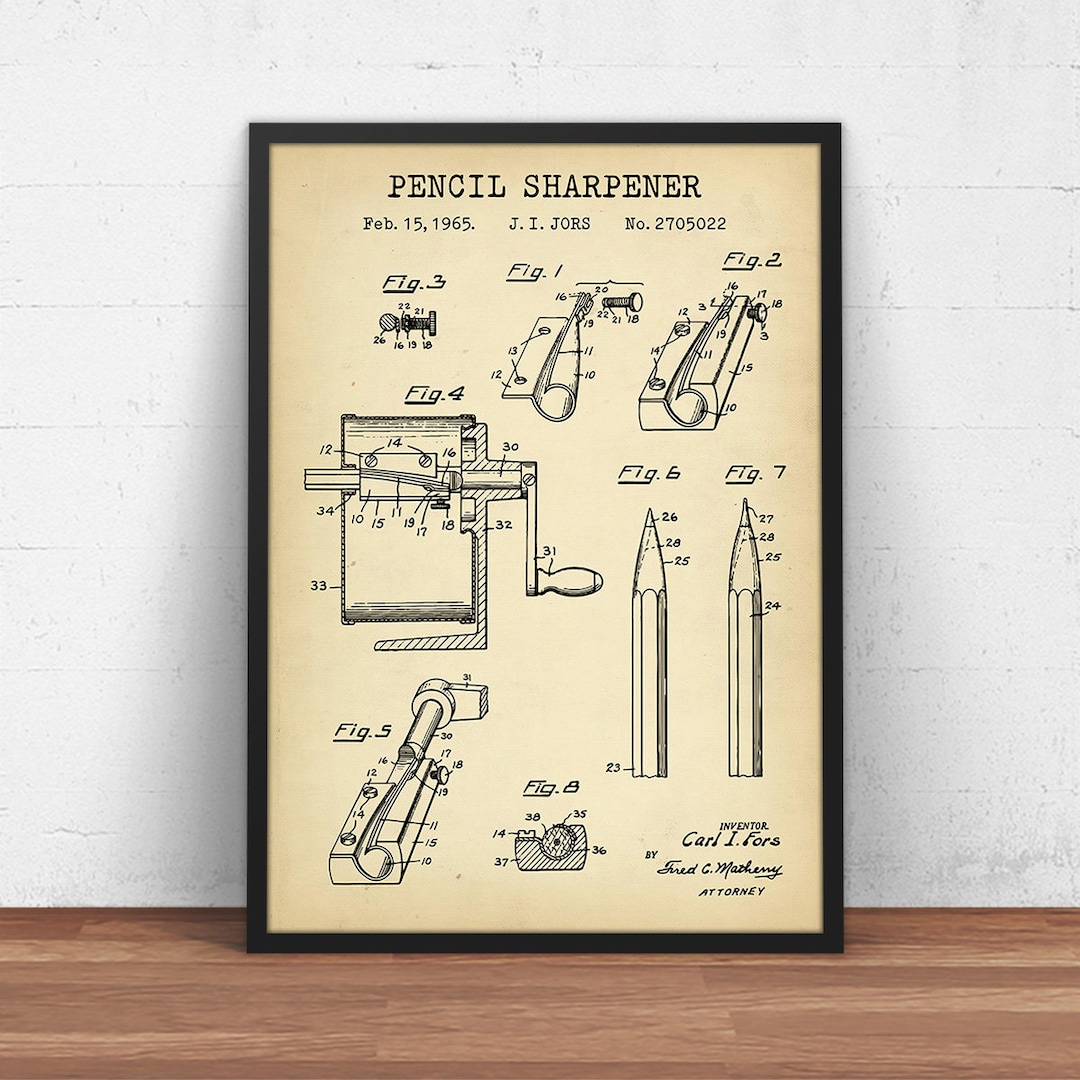 Pencil Sharpener Patent Print, Office Wall Art, Classroom Decor ...