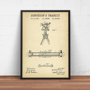 Surveyor's Transit Patent Print, Survey Equipment Blueprint, Angle ...