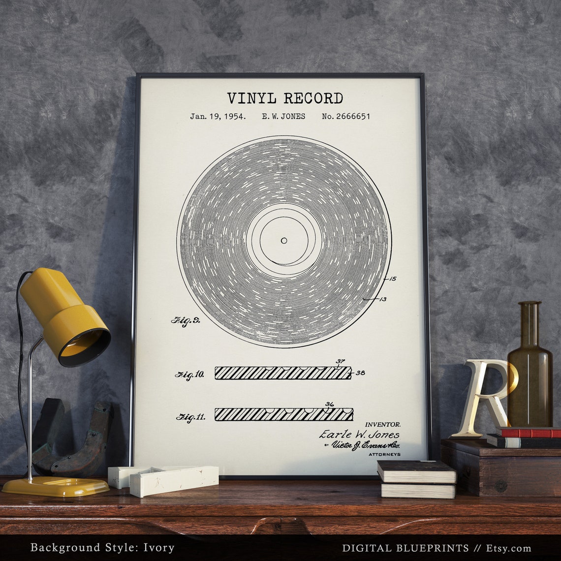 Vinyl Record Patent Print, Phonograph Record Blueprint, Gramophone ...