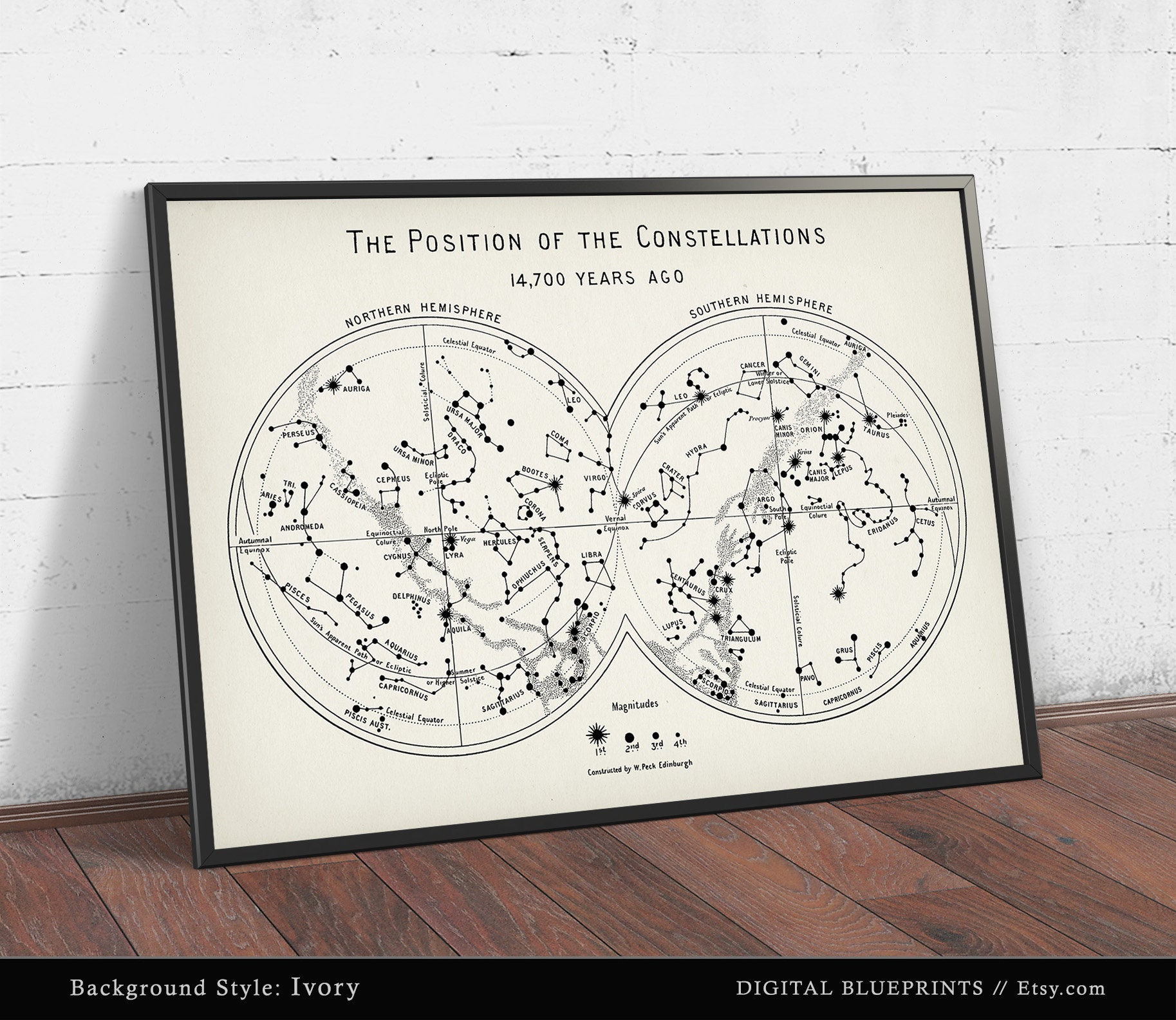 Position of the Constellations, Astronomy Map Poster Print, Star Map ...