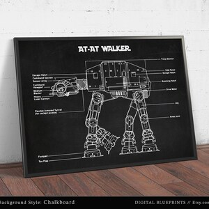 AT AT Walker Blueprint Art, Star Wars Poster Print, Wall Art, Gifts ...