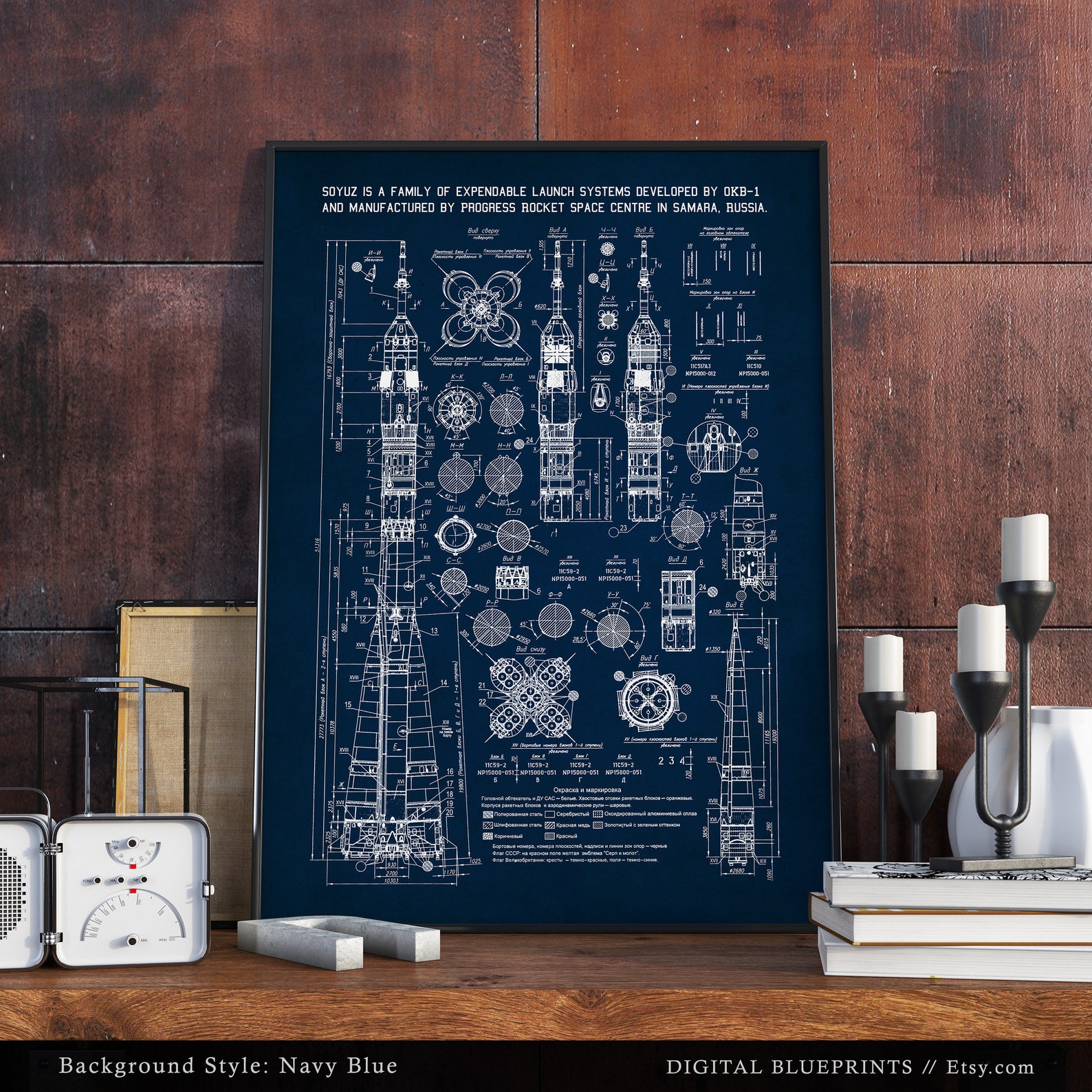 Soyuz-u2 Russian Rocket Print Soyuz Blueprint Outer Space | Etsy
