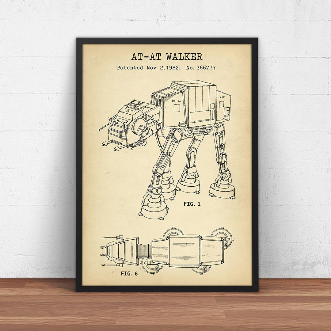 AT-AT Walker Patent Print, Star Wars Blueprint Art, Imperial Walker ...