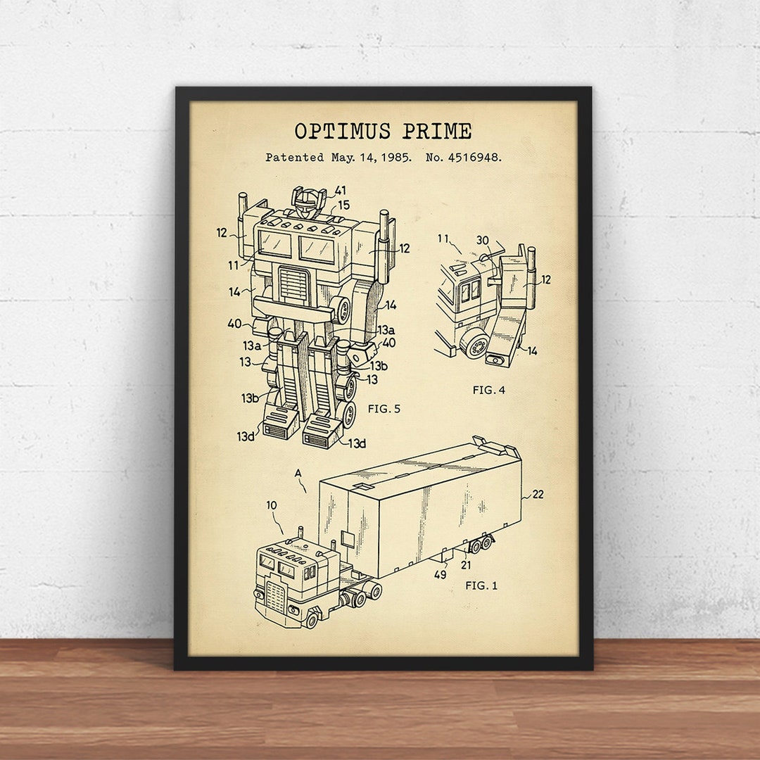Transformers Optimus Prime Patent Print, G1 Autobot, Generation 1, Man ...