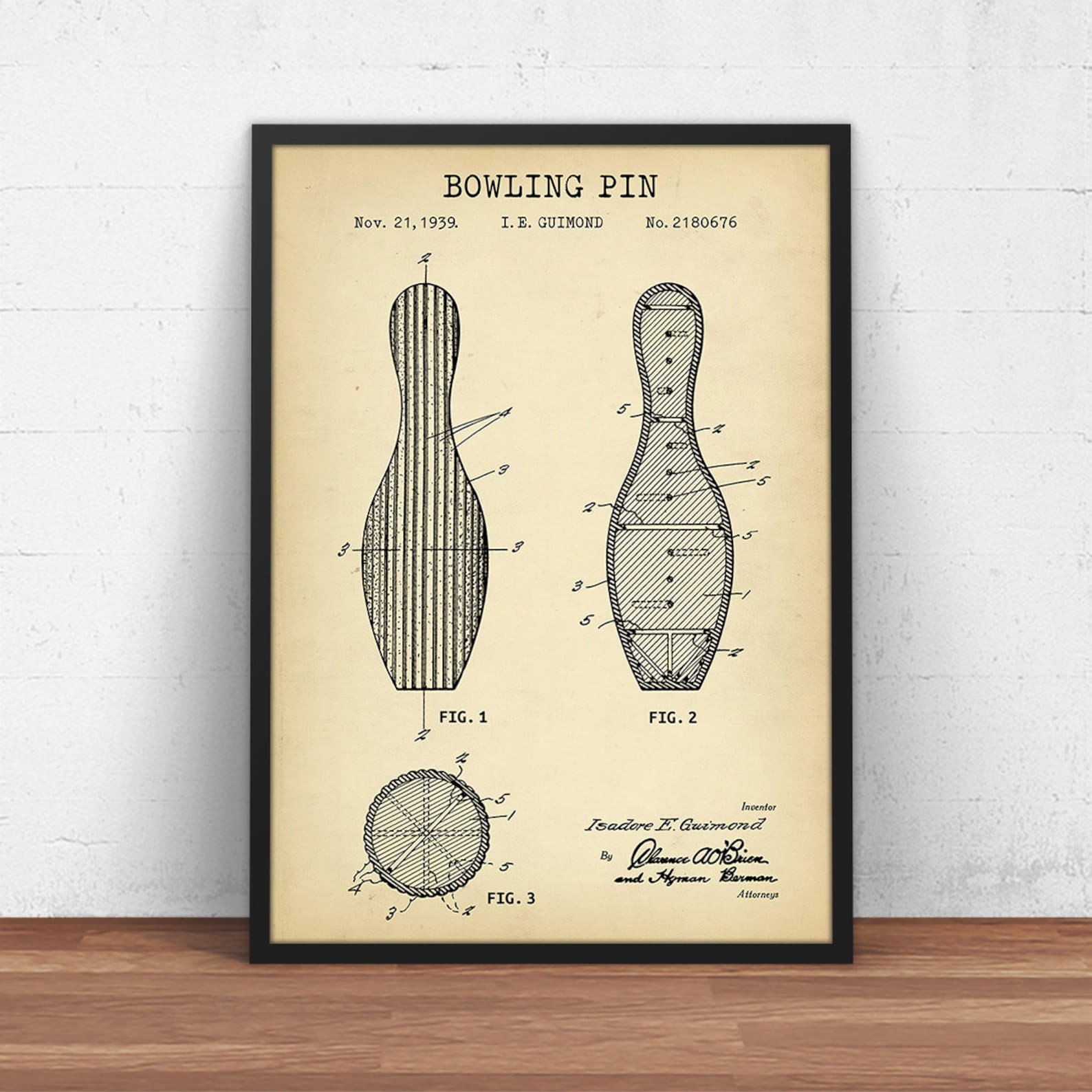 Bowling Pin Blueprint Bowling Patent Prints Bowling Player - Etsy