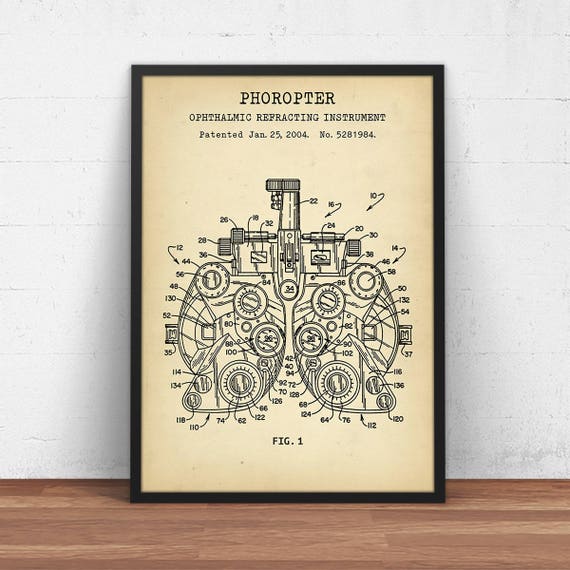 Phoropter Patent Print Blueprint Art Optometry Wall Art Eye | Etsy