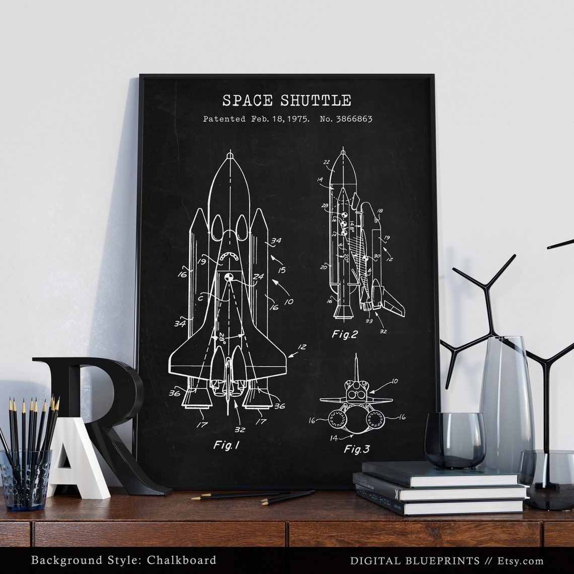Space Shuttle Patent Print NASA Poster 1975 Nasa Space - Etsy