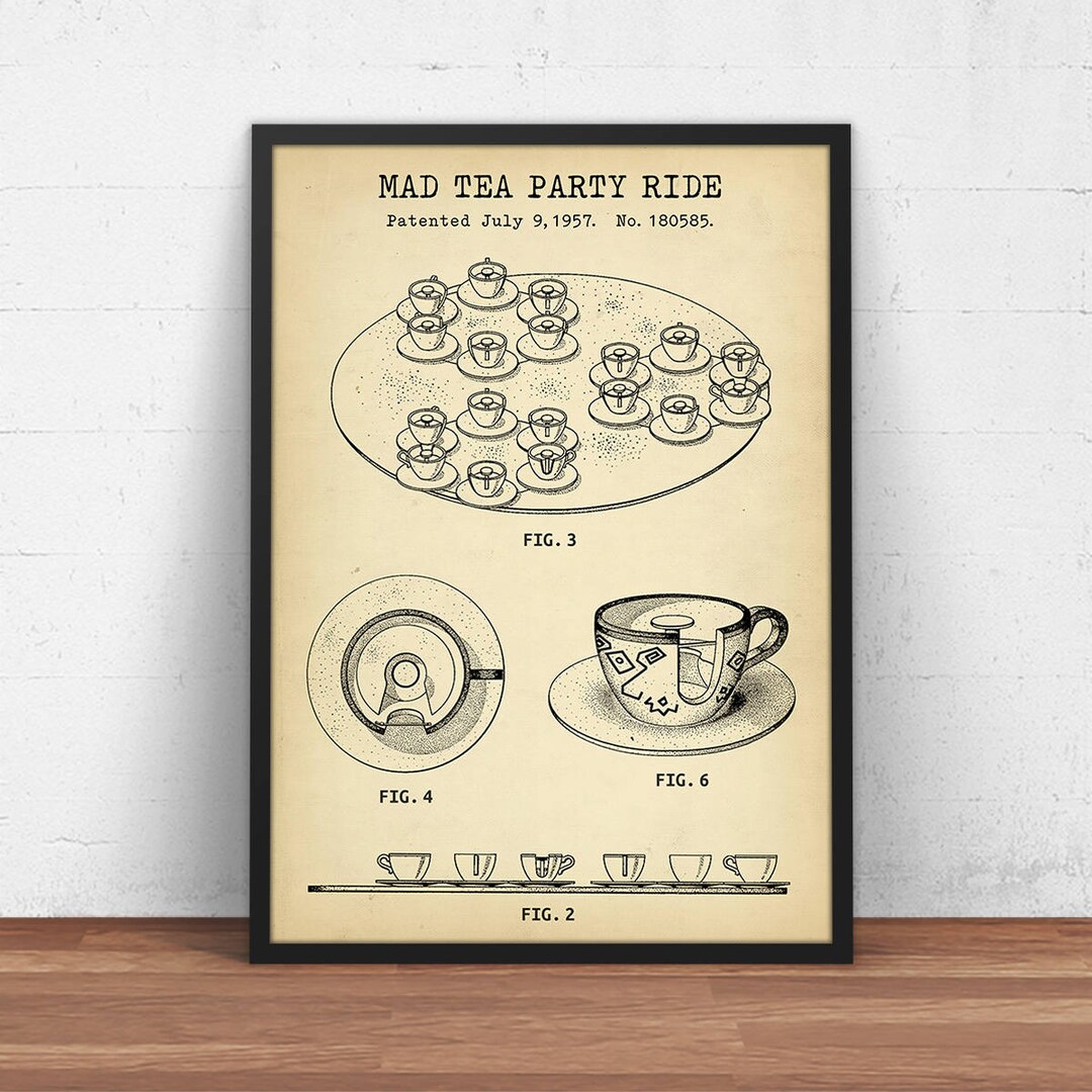 Mad Tea Party Ride, Disneyland Amusement Ride Patent Print, Disney ...
