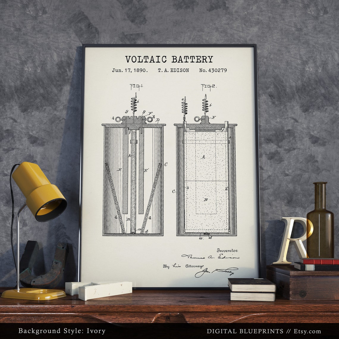 Battery Blueprint Thomas Edison Voltaic Battery Patent Print - Etsy UK
