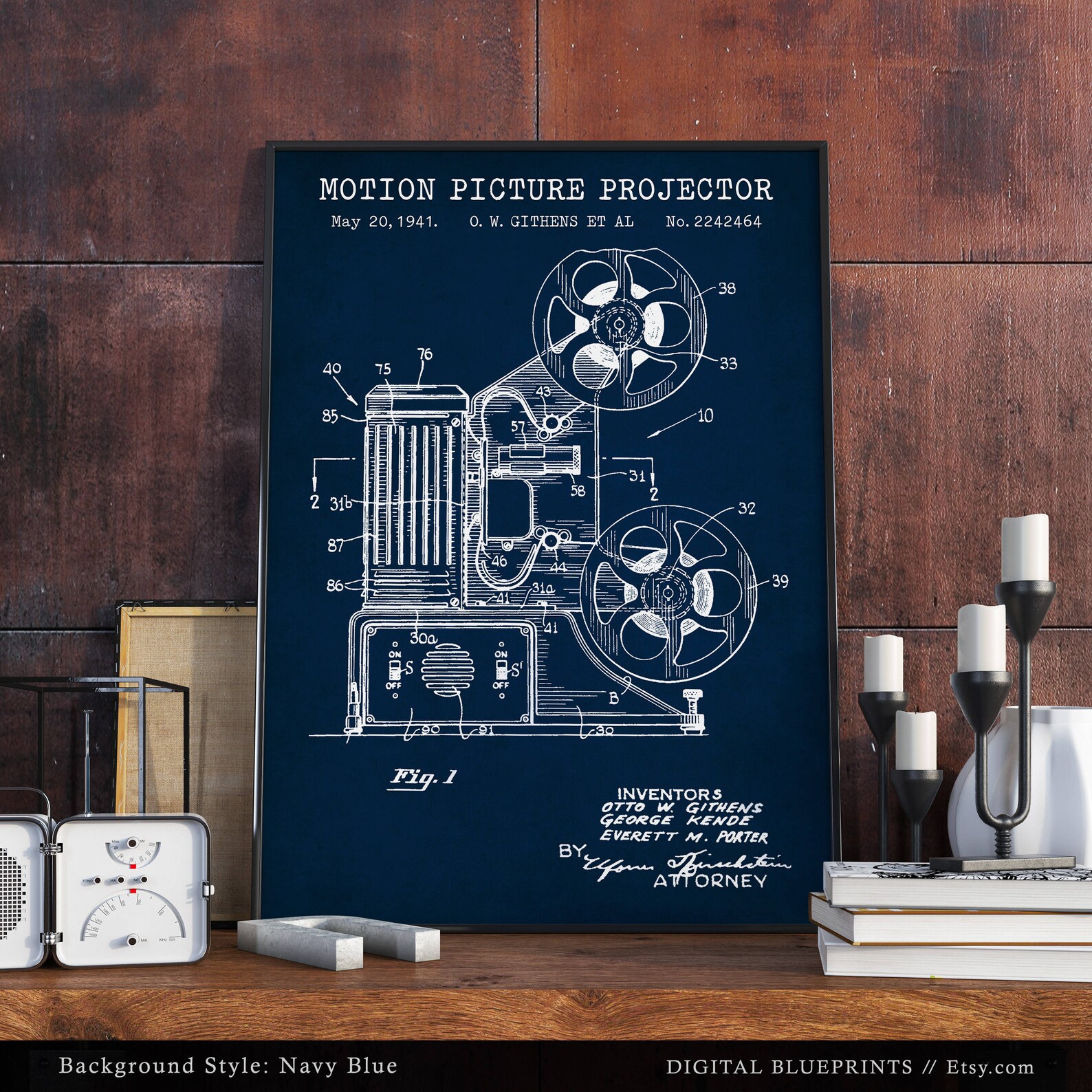 Home Theater Blueprint Poster Motion Picture Projector | Etsy
