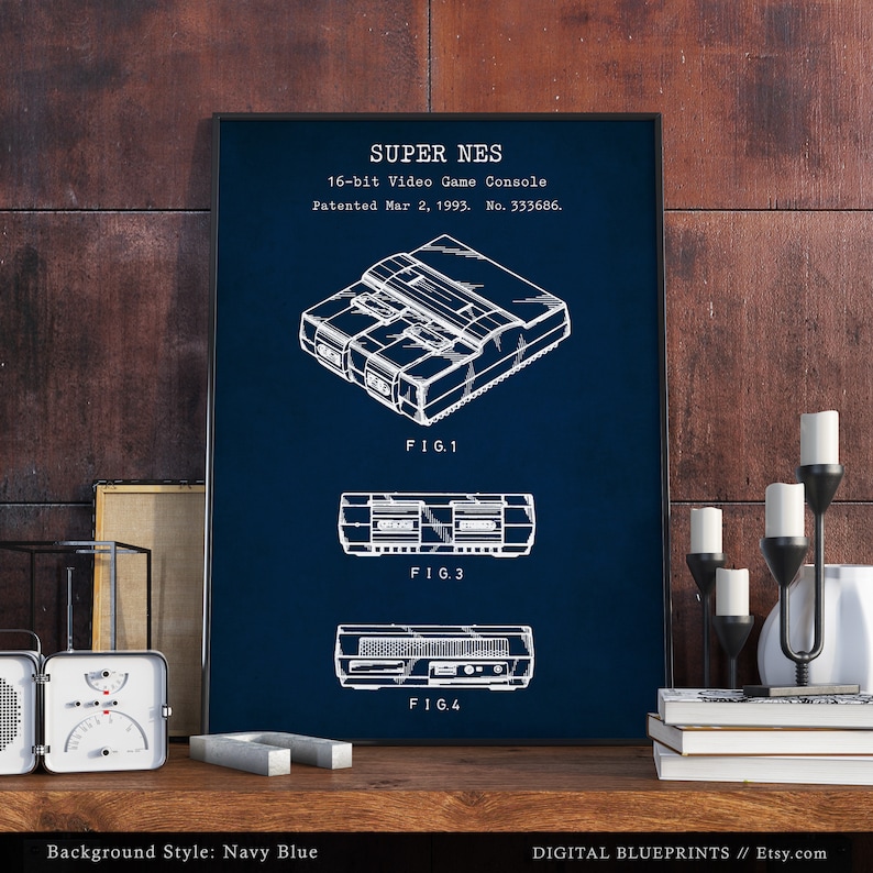 Super Nintendo Game Console Patent Print SNES Blueprint Art | Etsy