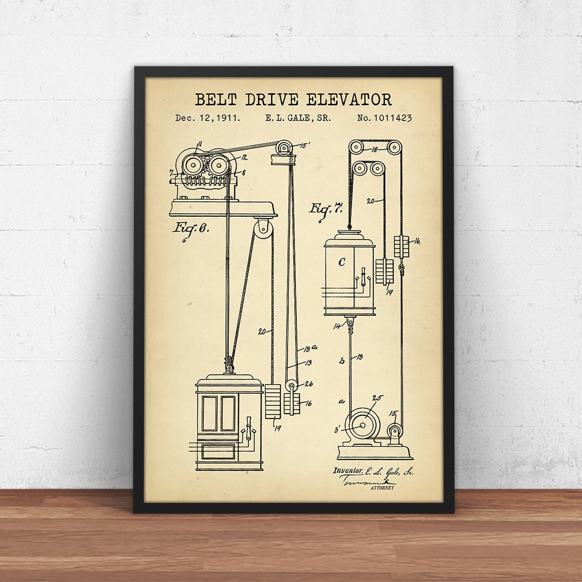 Elevator Patent Print Vintage Elevator Blueprint Lift - Etsy