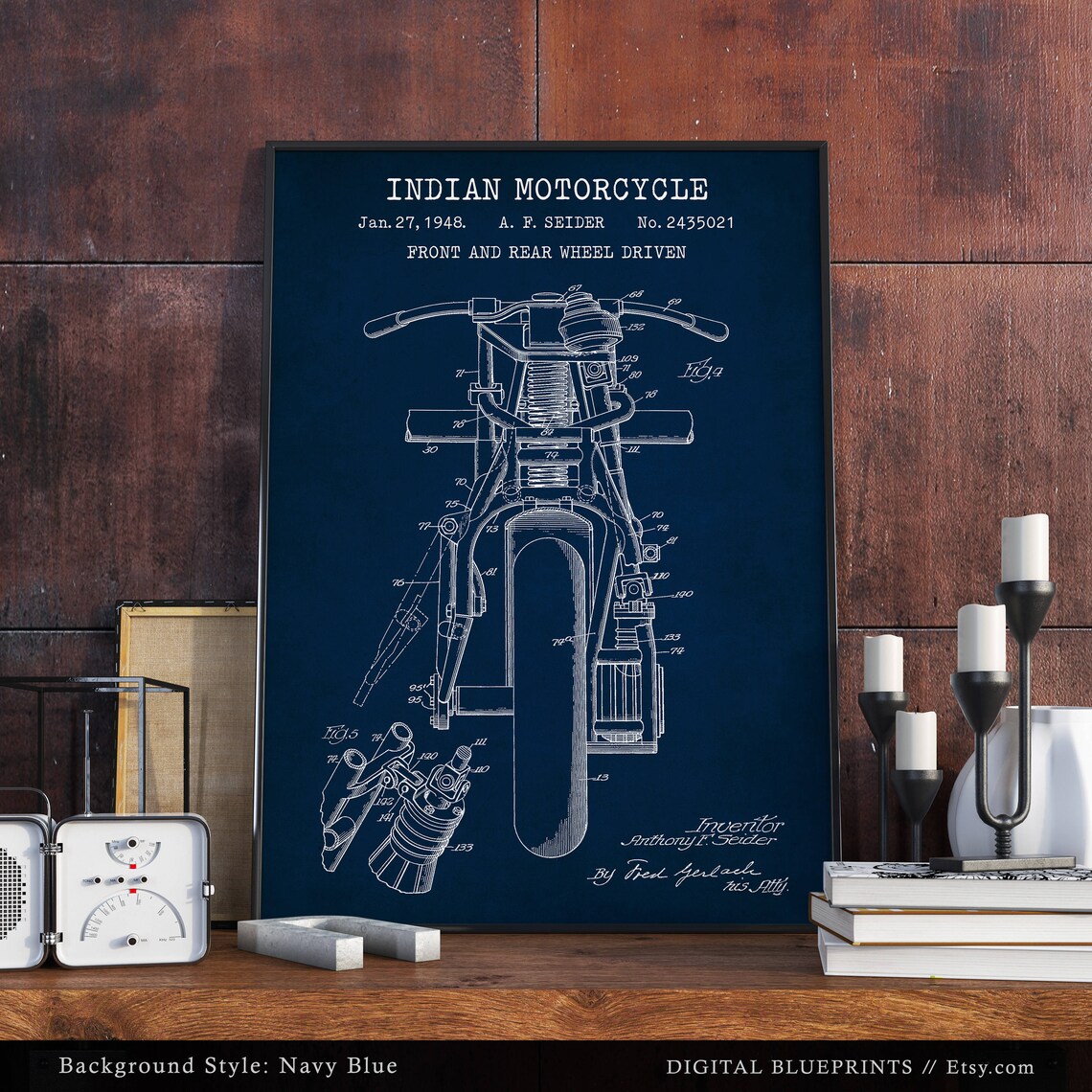 Indian Motorcycle Poster Print Front & Rear Wheel Driven - Etsy