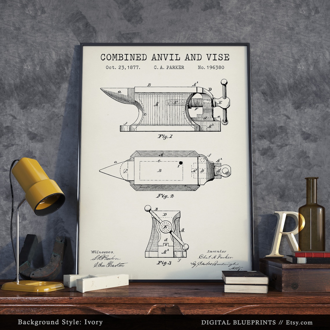 Anvil Patent Print Blacksmith Anvil Vise Blueprint Garage - Etsy
