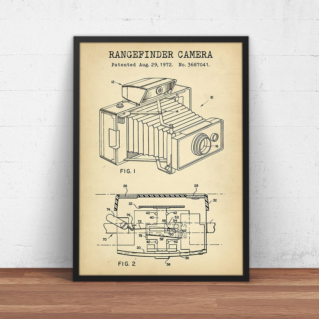 Rangefinder Camera Patent Artwork, 1972 Blueprint Art, Vintage Camera ...