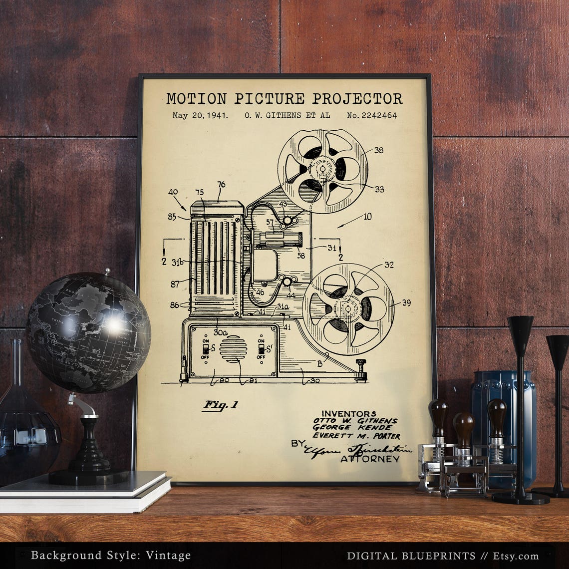 Home Theater Blueprint Poster Motion Picture Projector | Etsy