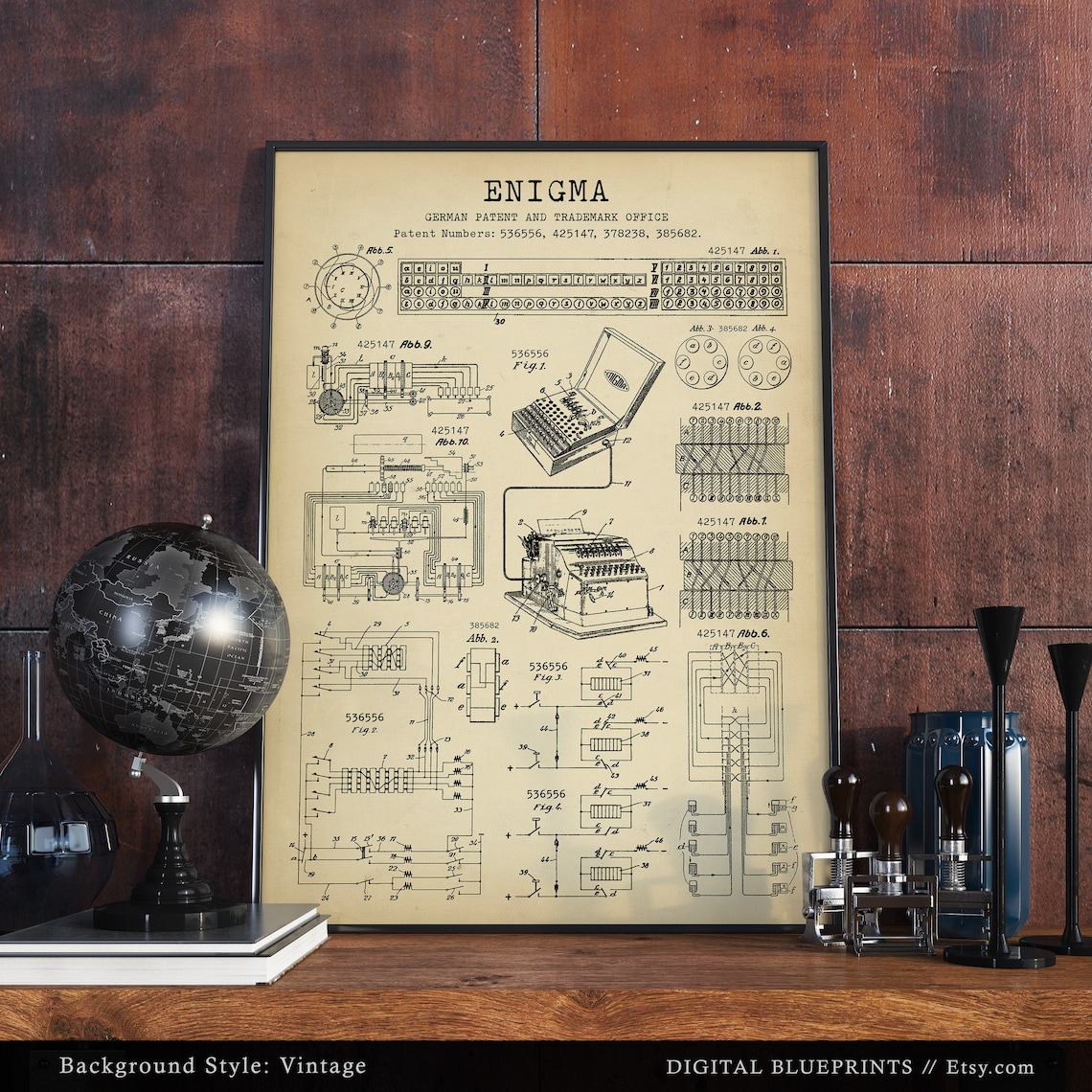 Enigma Cipher Machine Patent Print Cryptography Cypher - Etsy