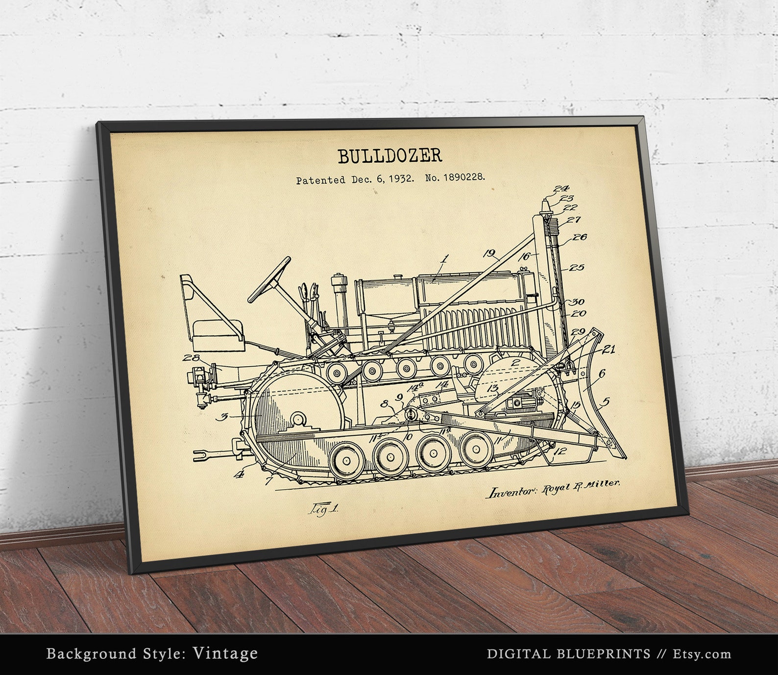 Bulldozer Patent Print, Construction Vehicle Blueprint, Poster Print ...
