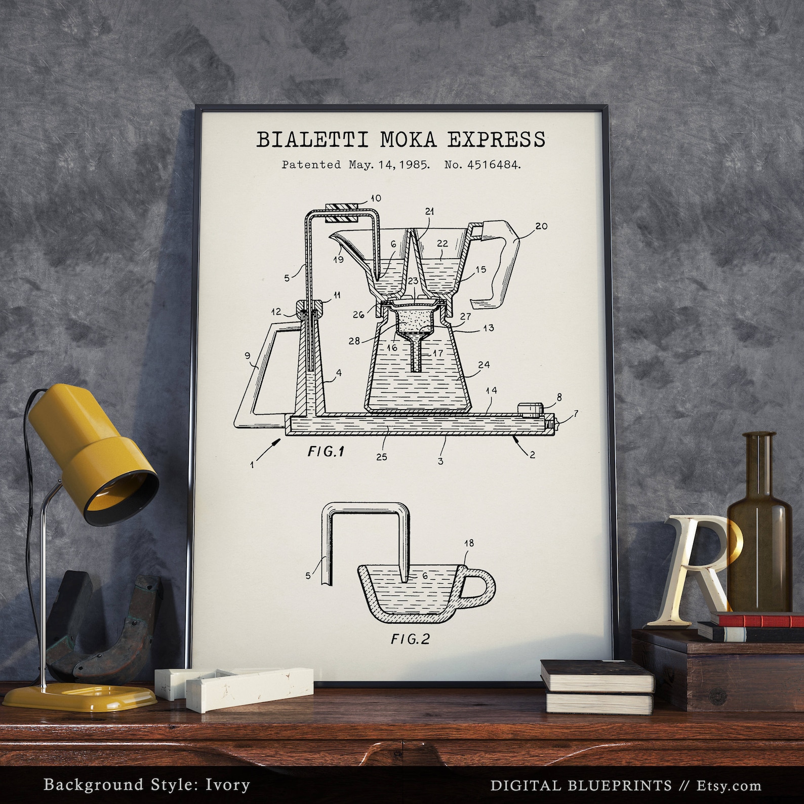 Bialetti Moka Pot Patent Poster, Moka Express Blueprint, Coffee Print ...