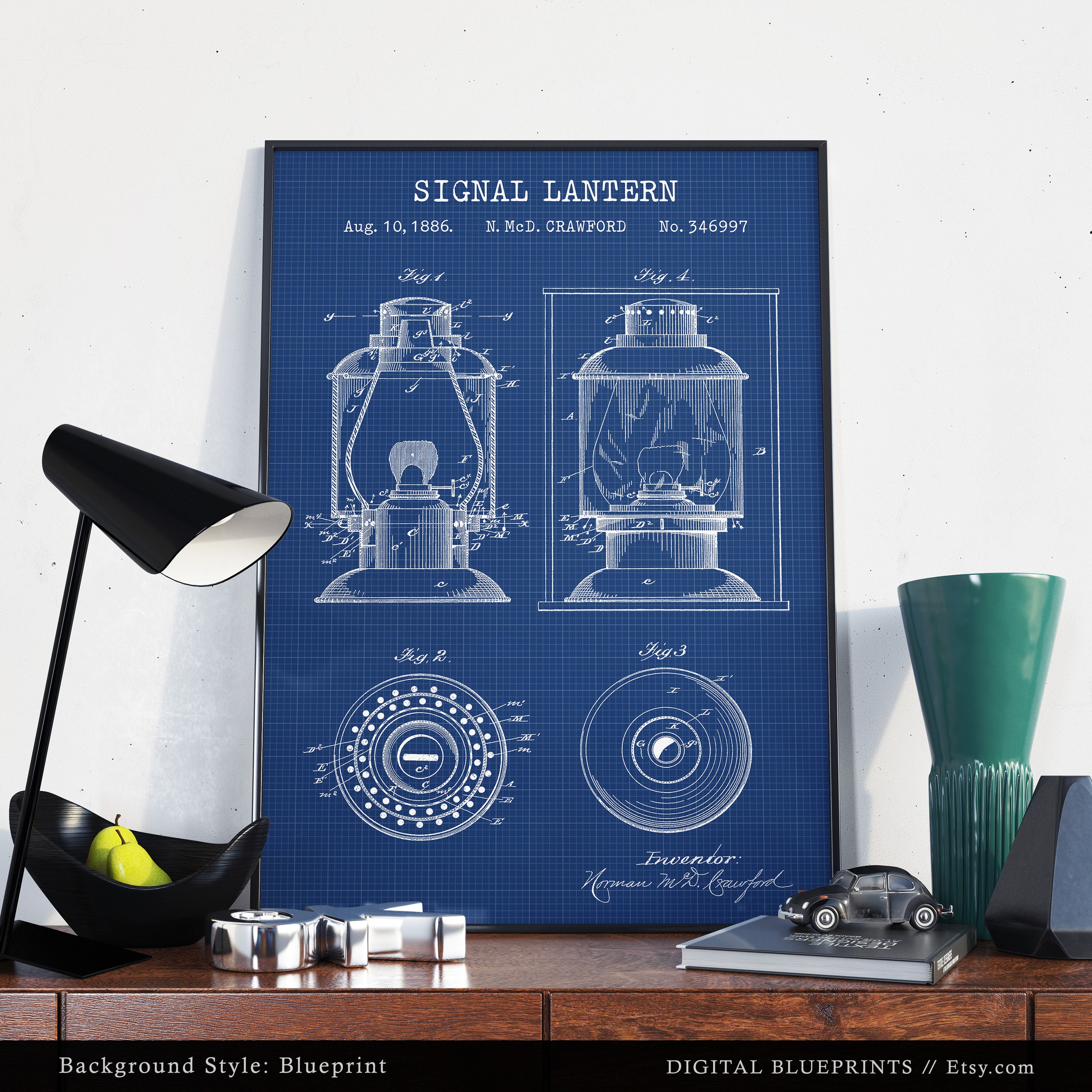 Railway Signal Lantern Patent Print, Railway Signal, Train Decor ...