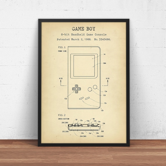 Nintendo Game Boy Patent Print Blueprint Art Kids Room | Etsy