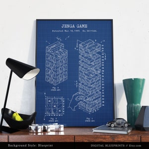Jenga Patent Print, Vintage Toy Wall Art, Tower Construction Retro Toy ...