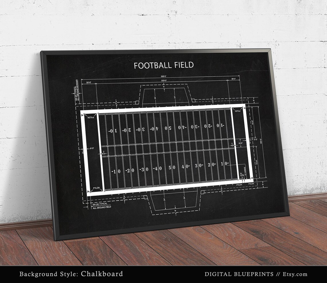 Football Field Print American Football Field Diagram | Etsy