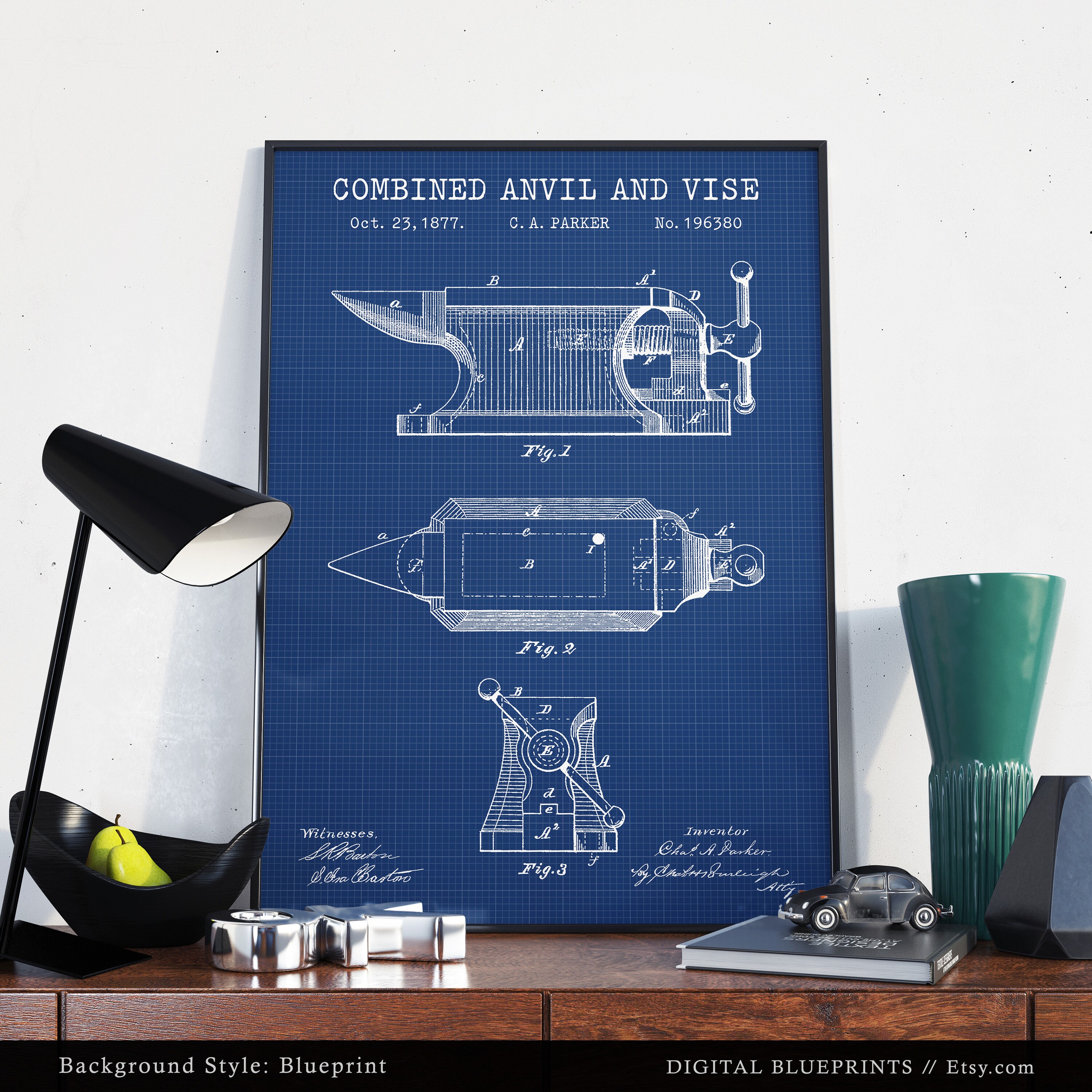 Anvil Patent Print Blacksmith Anvil Vise Blueprint Garage - Etsy