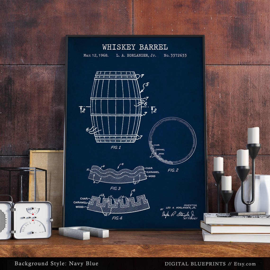 Whiskey Barrel Poster, Whiskey Patent Print, Bar Decor, Whisky Art ...