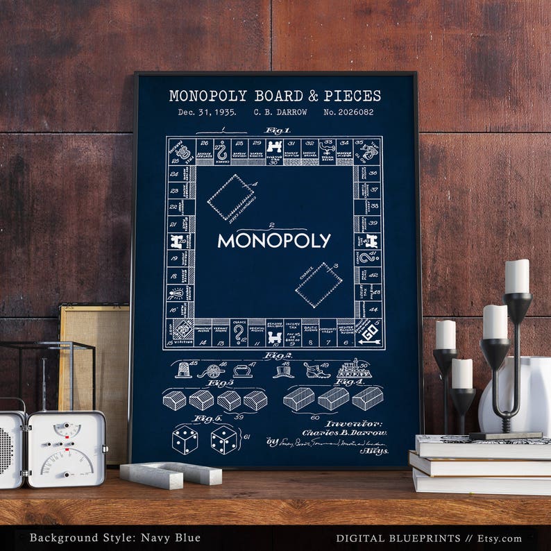 Monopoly Patent Print Board Game Art Monopoly Poster Print - Etsy