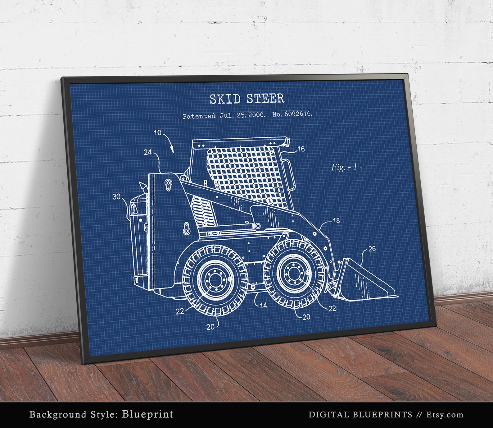 Skid Steer Blueprint, Construction Patents, Earth Mover Prints, Civil ...
