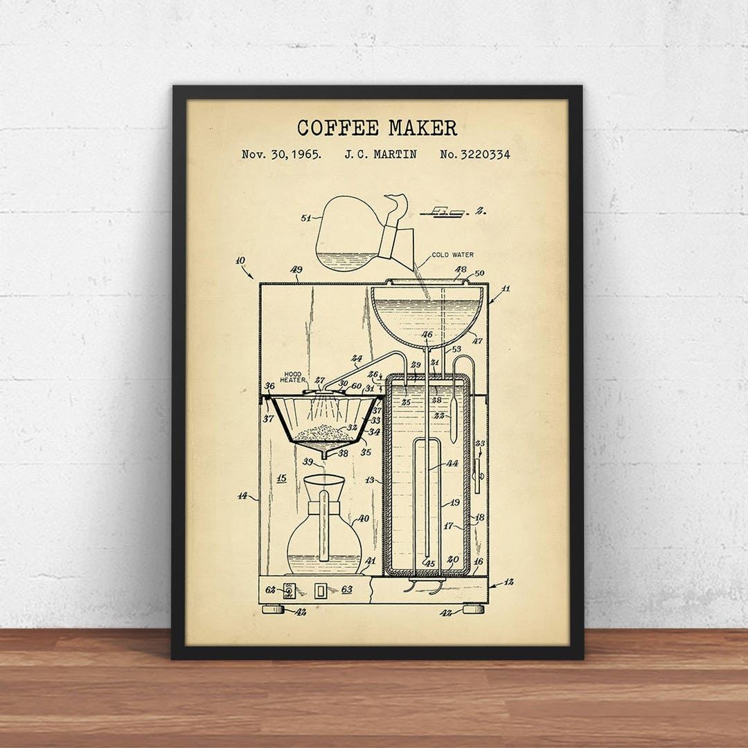 Coffee Machine Blueprint Art, Coffee Patent Prints, Vintage Poster ...