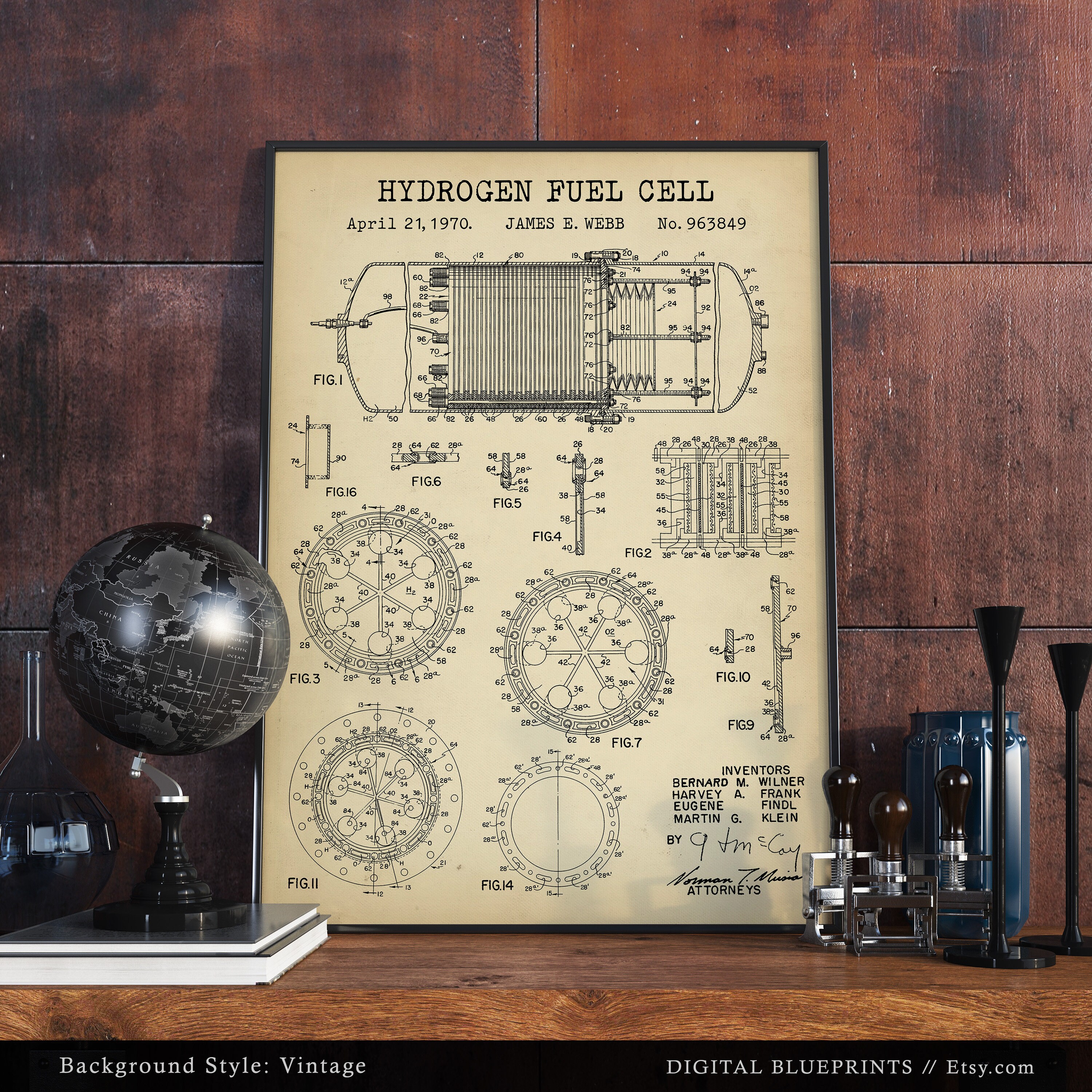 Hydrogen Fuel Cell Patent Print, NASA Poster Print, Astronaut Gift ...