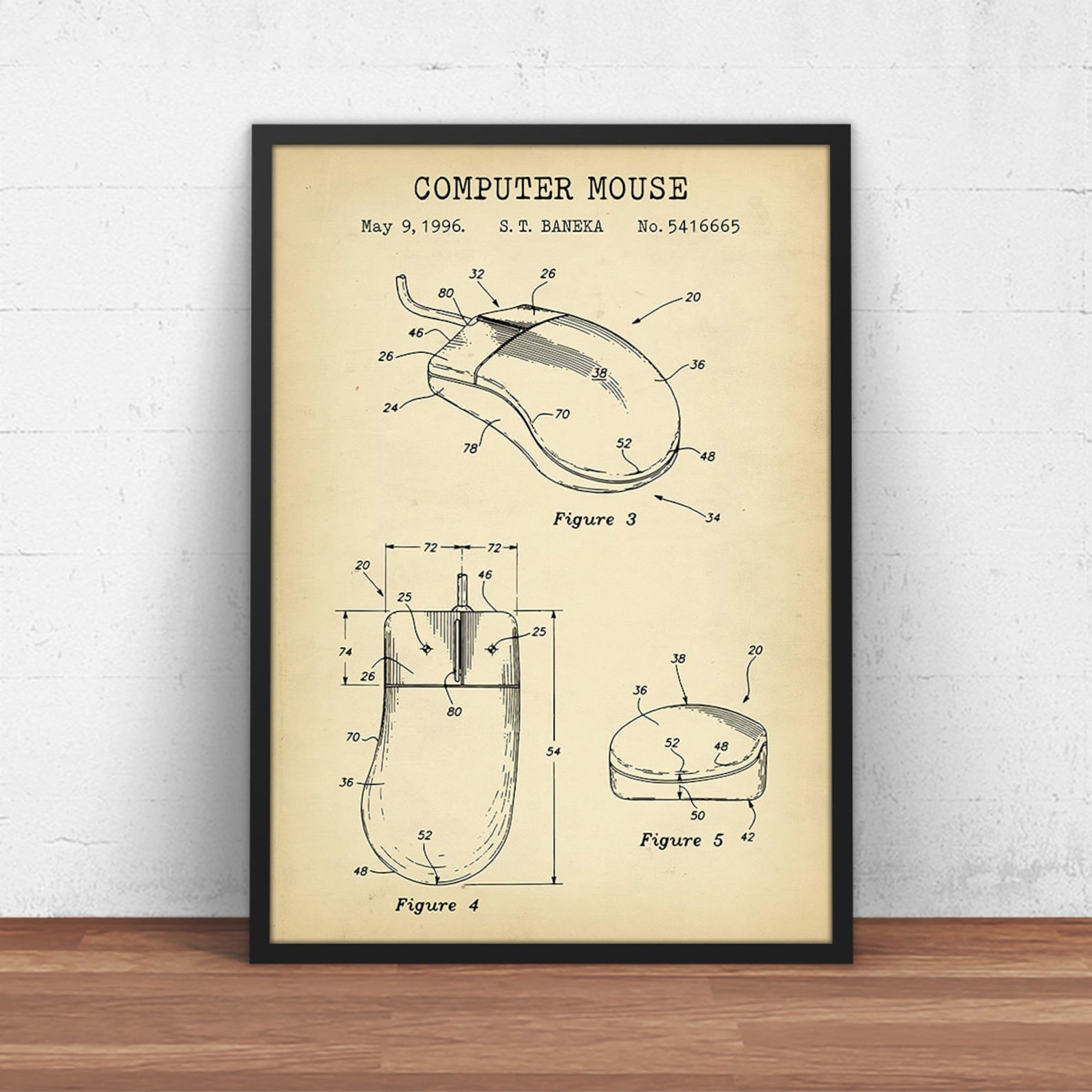 Mouse Patent Print, Computer Mouse Blueprint Art, Tech Poster Print ...