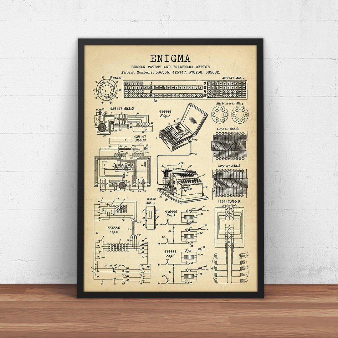 Enigma Cipher Machine Patent Print, Cryptography, Cypher Machine ...