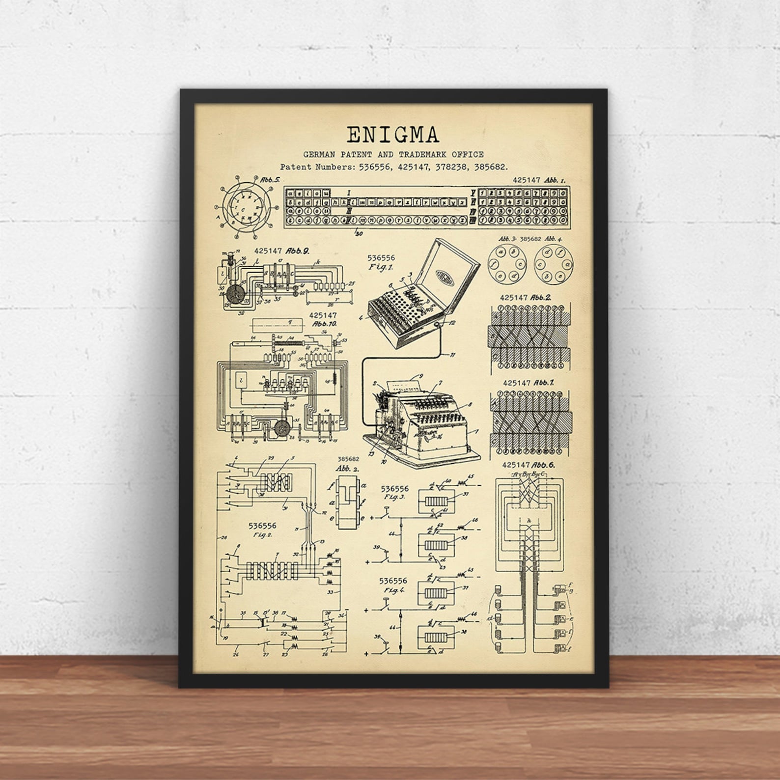 Enigma Cipher Machine Patent Print, Cryptography, Cypher Machine ...
