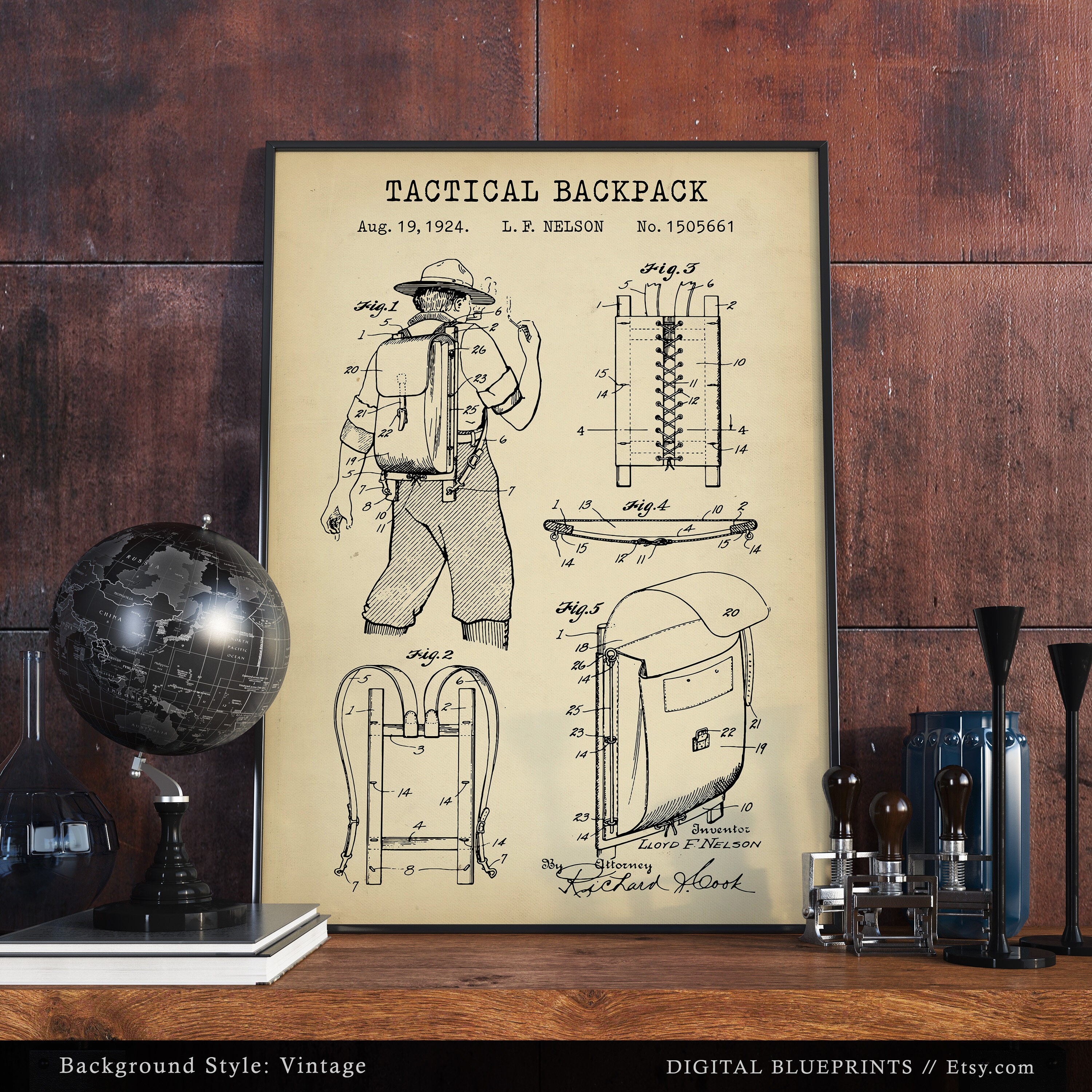 Tactical Backpack Patent Print, Outdoors Hiking, Camping Backpack ...