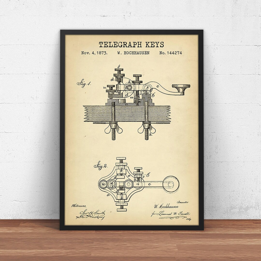 Telegraph Keys 1873 Patent Print, Office Decor, Geek Gift, Telegraph ...