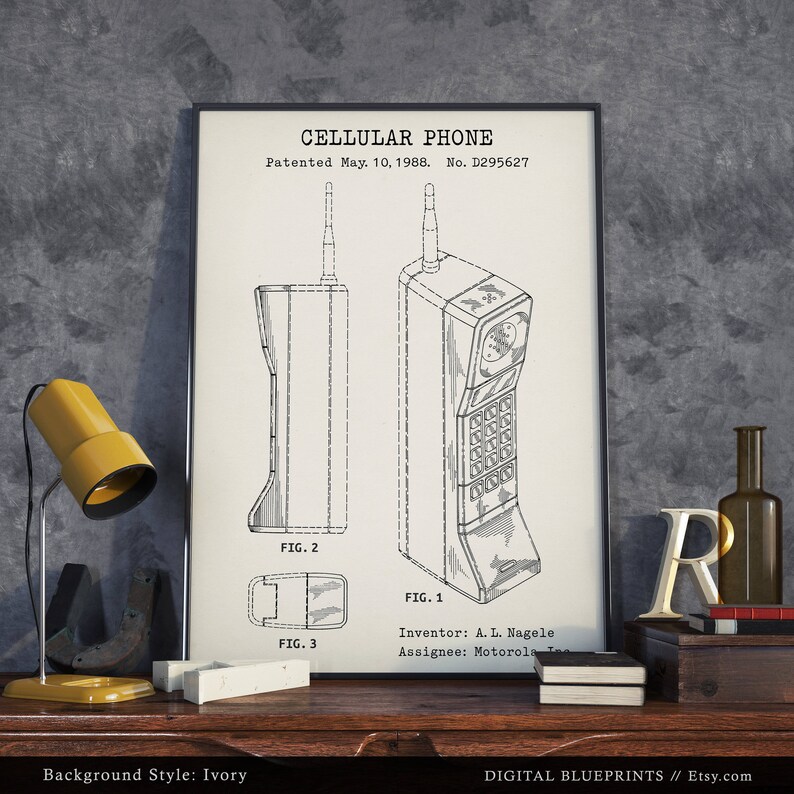 Motorola Cell Phone 1988 Patent Print, Motorola Mobile Phone, Cellular ...