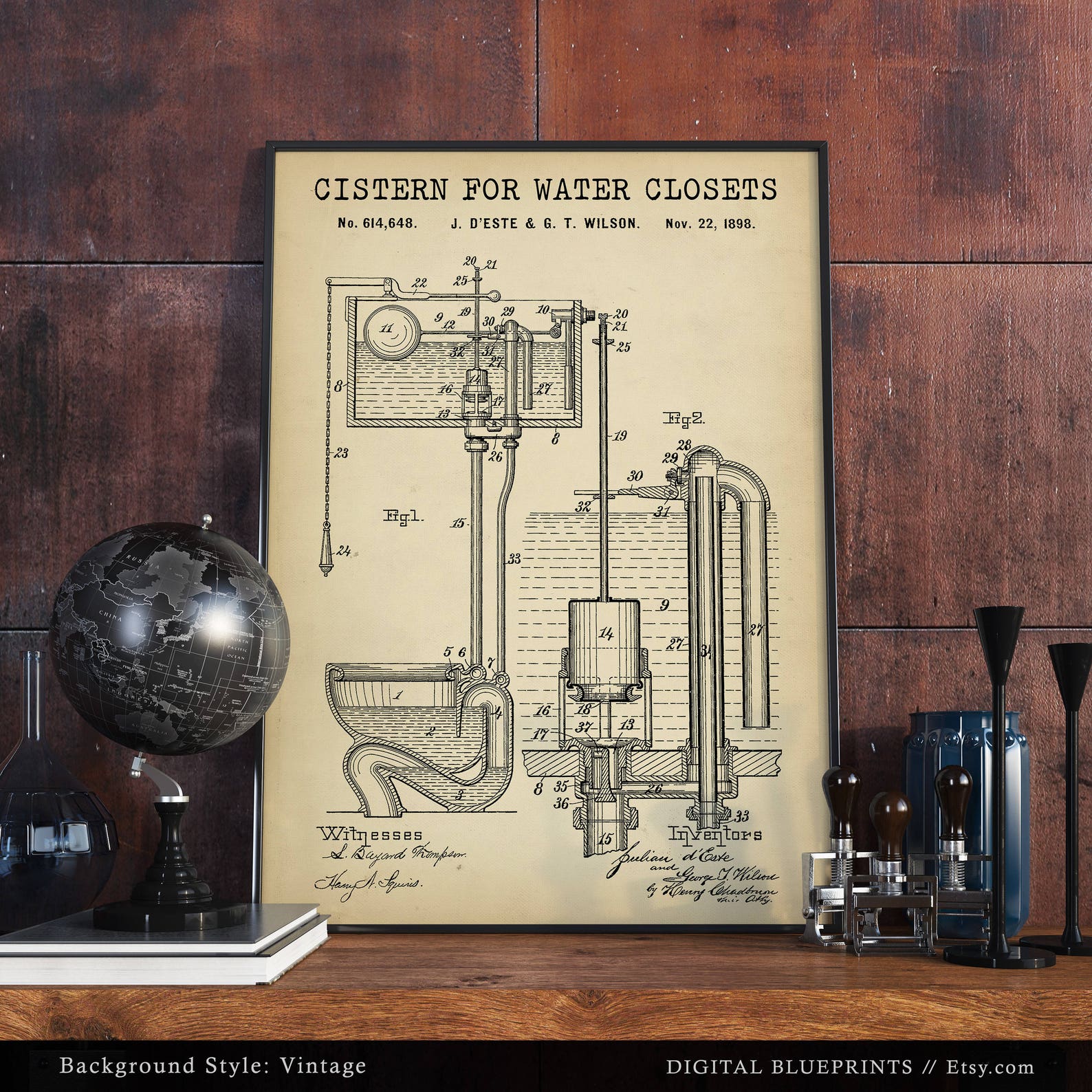 Bathroom Wall Decor Cistern for Water Closets Patent Print - Etsy
