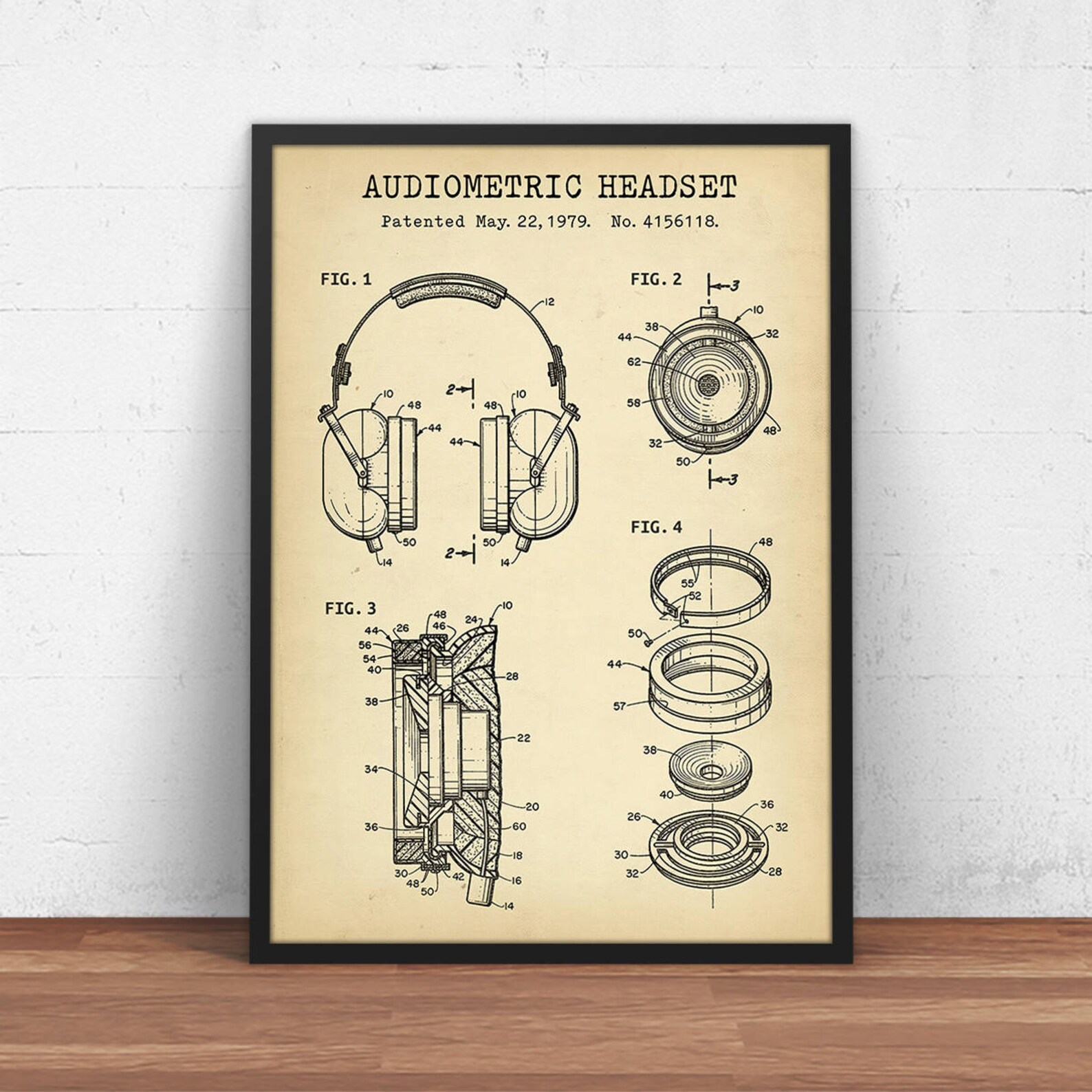 Headphone Patent Artwork Audio Headset Blueprint Headphones - Etsy
