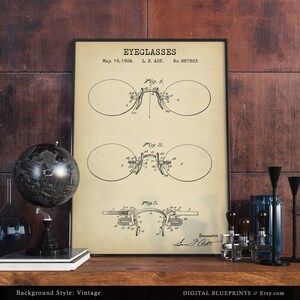 Eyeglasses Patent Print, Spectacles Poster, Optician Eye Clinic Decor ...