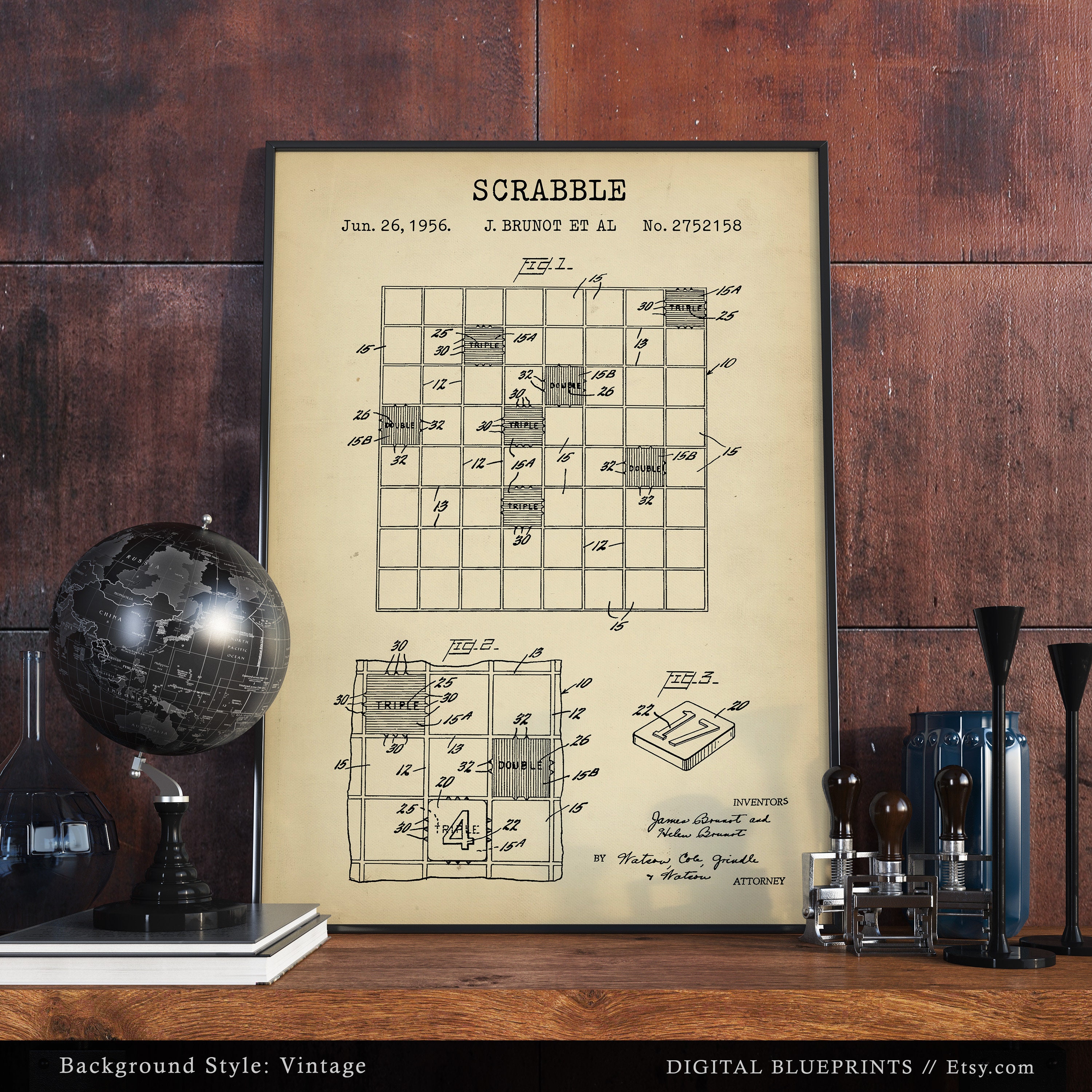 Scrabble Patent Print Scrabble Board Game Blueprint Game | Etsy