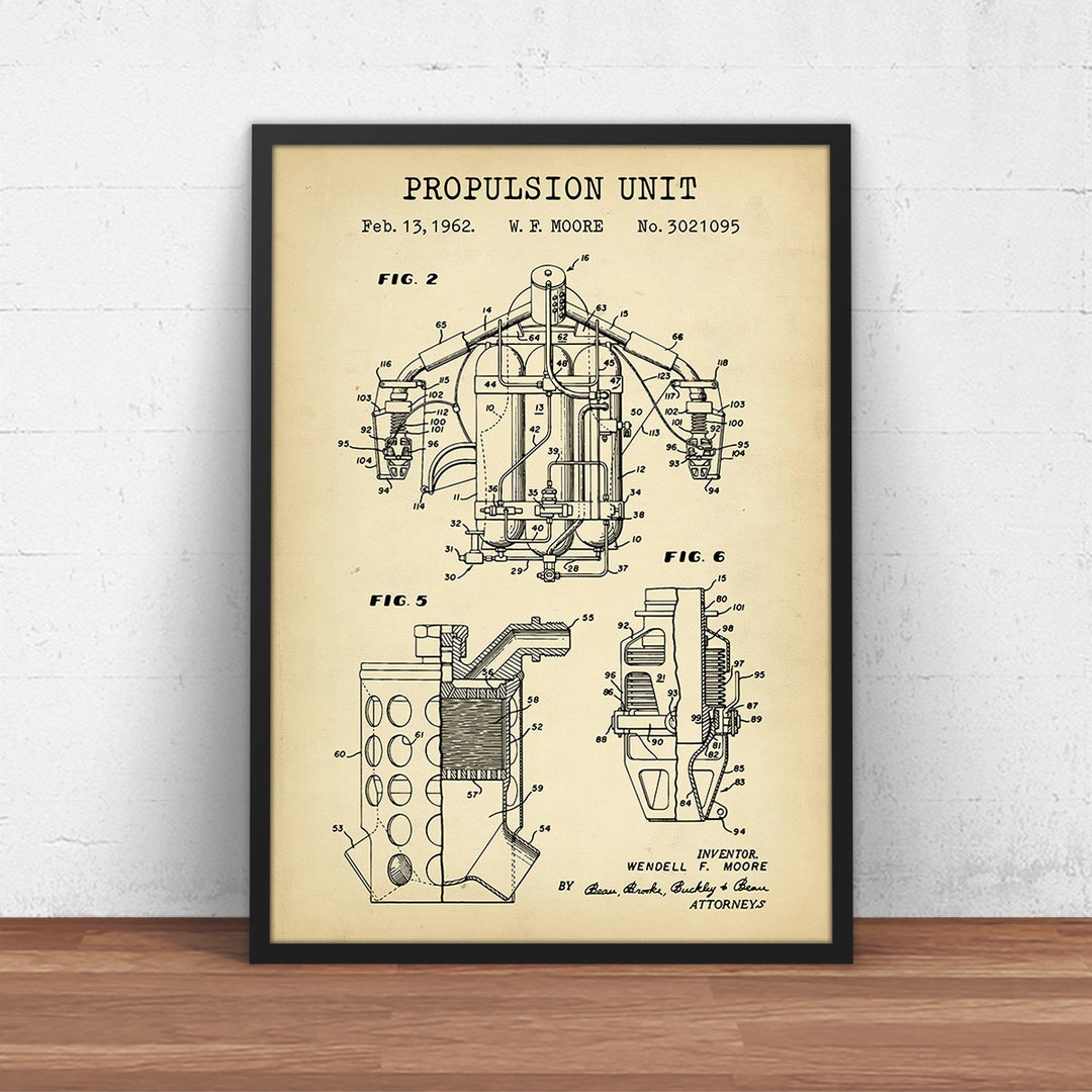 Jetpack Patent Print, Vintage Propulsion Unit, Flying Machine Blueprint ...